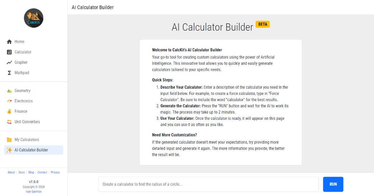 CalcKit - AI Calculator Builder